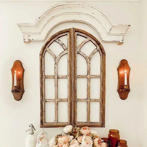 Arched Window Frame Arched French Country Distressed Window Frame,