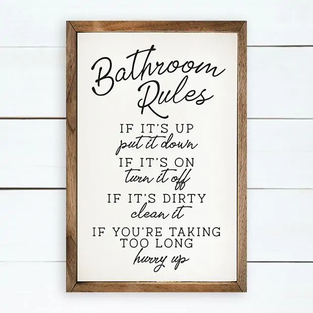 bathroom rules wall art