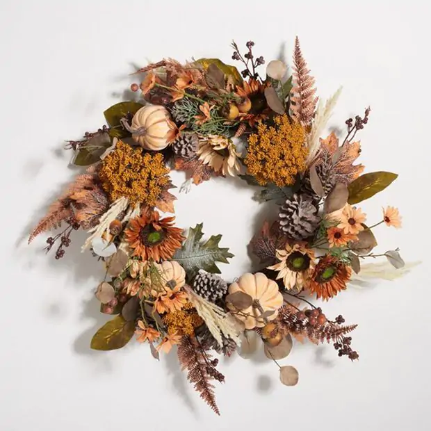 brown leaf fall wreath
