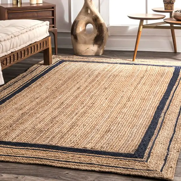 navy border rug