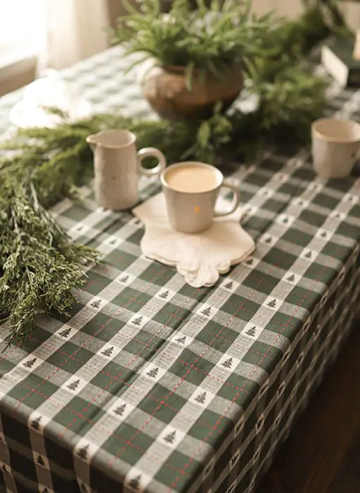 checkered tablecloth green