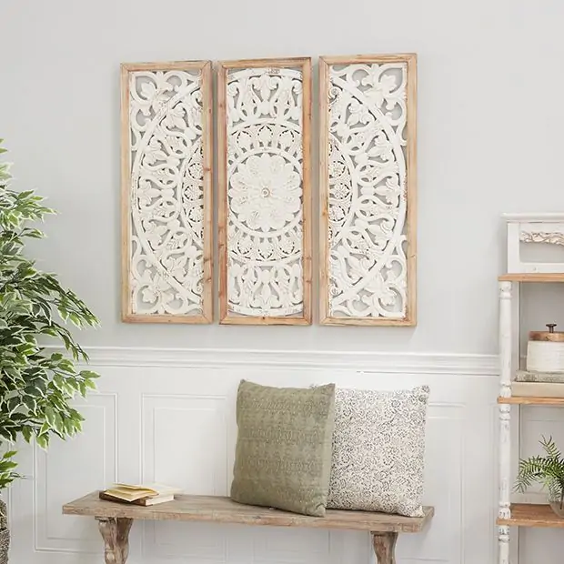Cottage Floral Cutouts Wall Decor Set of 3 Antique Farmhouse