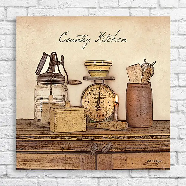 Country Kitchen Canvas Wall Art Antique Farmhouse