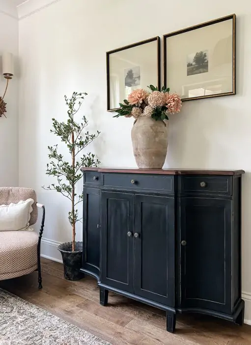 black distressed buffet table