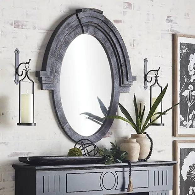 black oval mirror