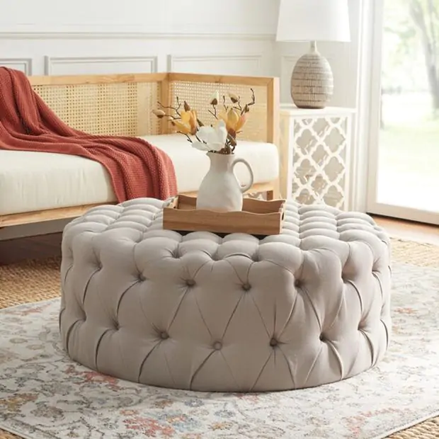 buttoned ottoman coffee table
