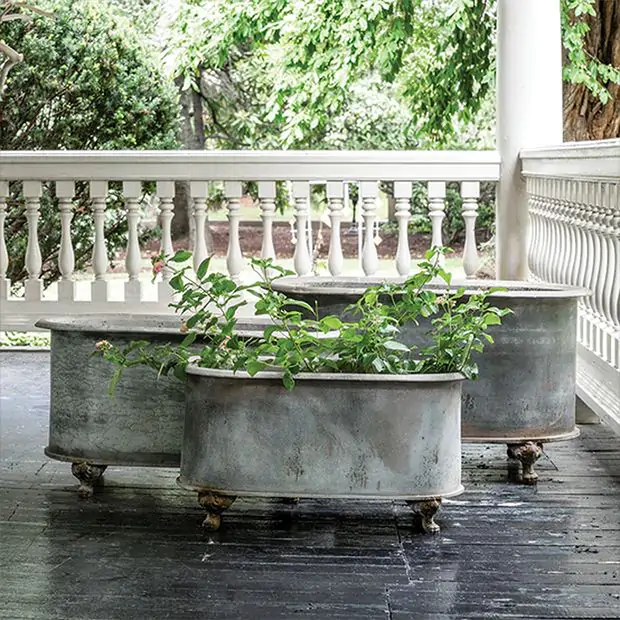 Footed Tub Nesting Containers Set of 3 Antique Farmhouse