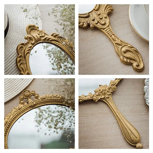 Antique Hand Mirrors Antique 19th Century French Carved Wooden Black