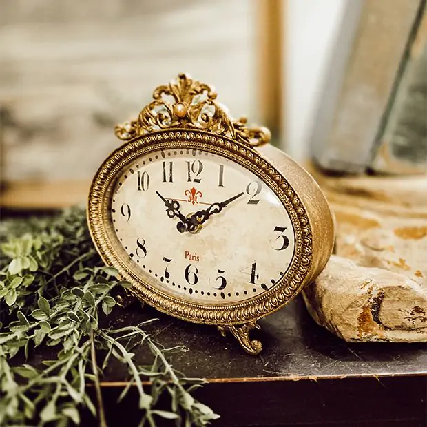 gold clock table