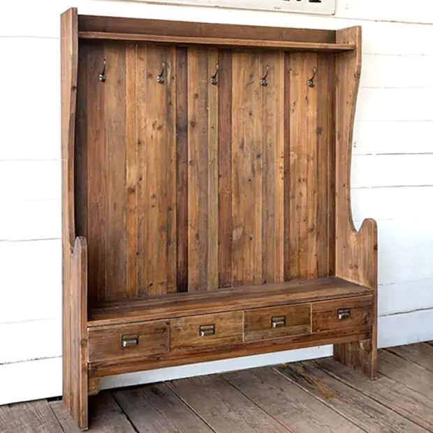 High Back Mudroom Bench Antique Farmhouse