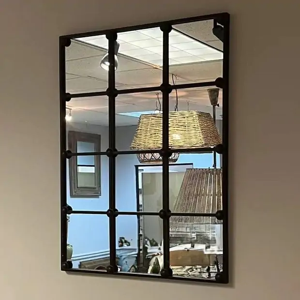 black frame window mirror