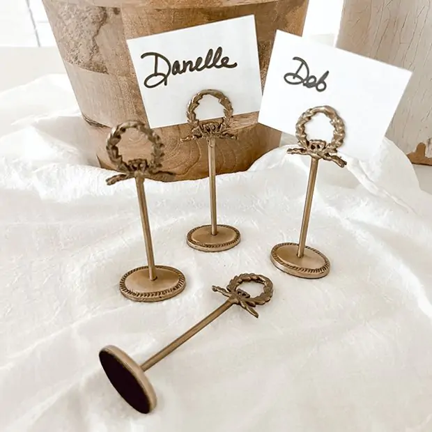 Laurel Wreath Placecard Holder Set of 4 Antique Farmhouse