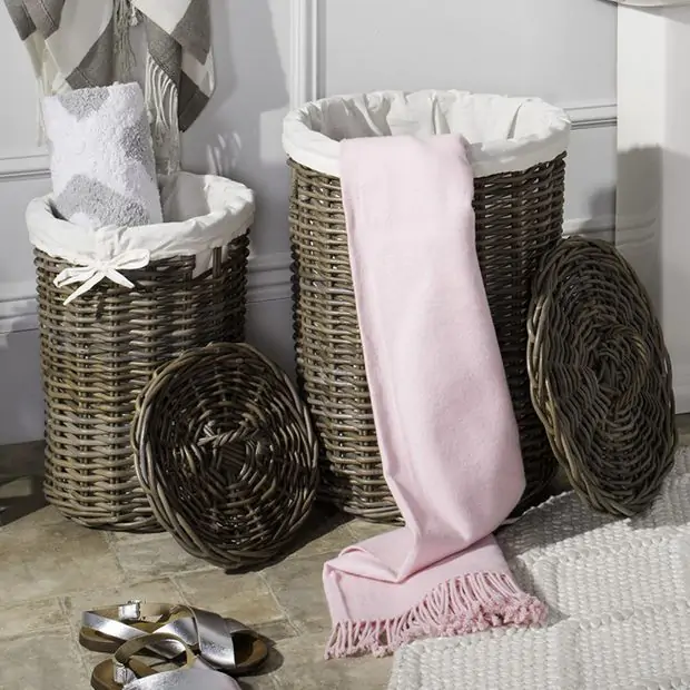 wicker laundry basket lined