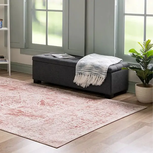 pink patterned rug