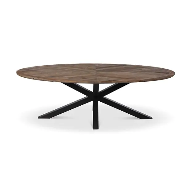 Reclaimed Elm Wood Oval Dining Table Antique Farmhouse