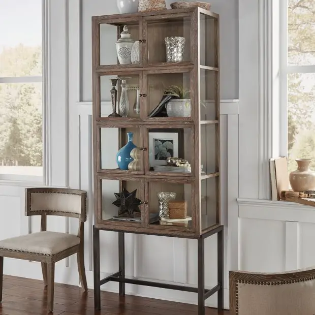 Reclaimed Oak Display Cabinet Antique Farmhouse