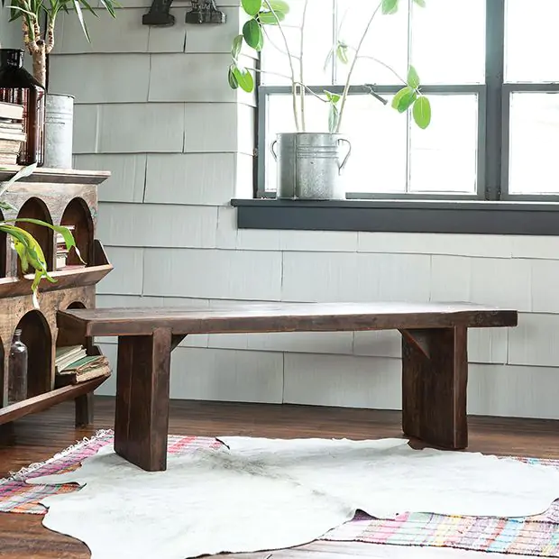 Wood slab bench store