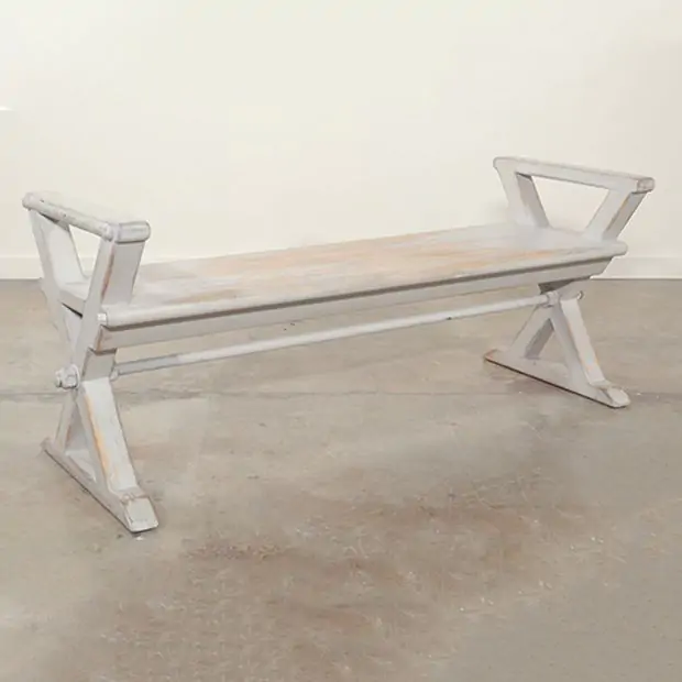 Pine White Farmhouse Bench