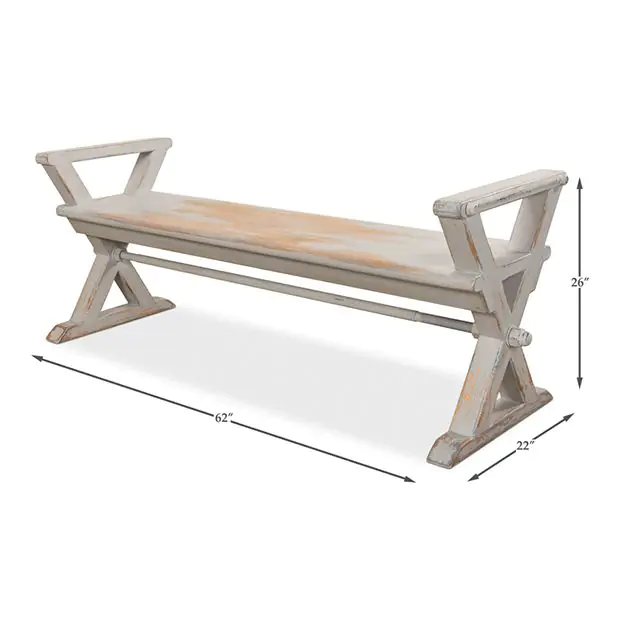 Sarreid Replica Gray Antique x Bench