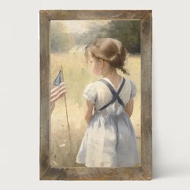 rustic american flag vertical