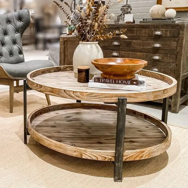 Round two level coffee table store