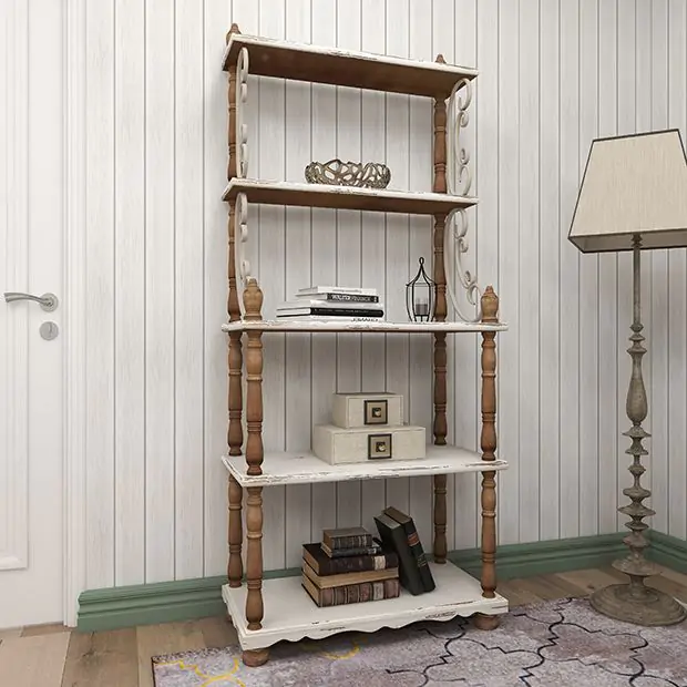 Farmhouse White Wood Shelving Unit 20402
