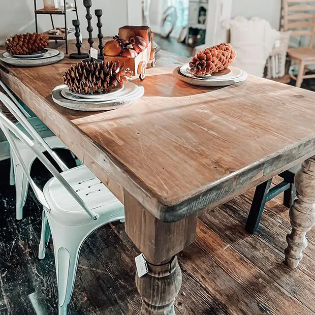 Turned Leg Modern Farm Table Antique Farmhouse
