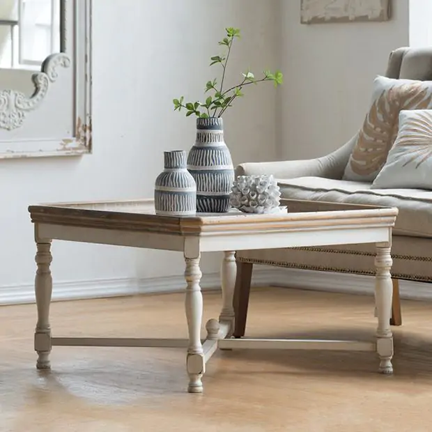 Two Tone Rustic Coffee Table Antique Farmhouse
