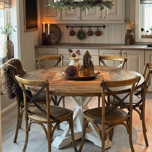 Wood Cross Back Dining Chair Set of 2 Antique Farmhouse