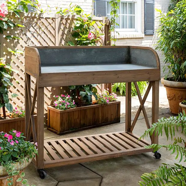 Potting table cover store